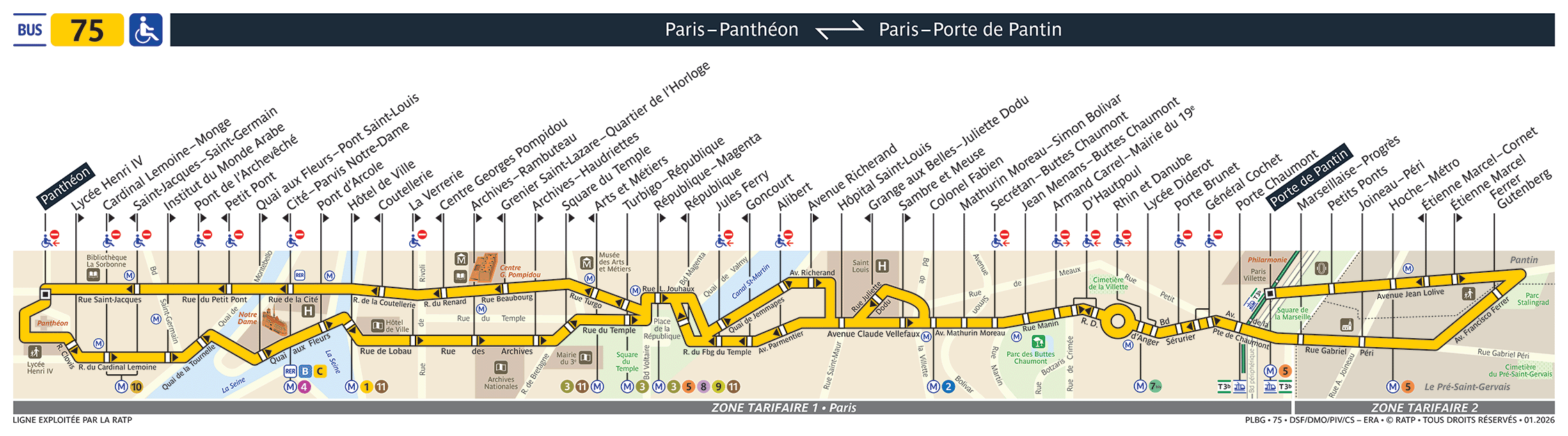 Bus 75 map | RATP